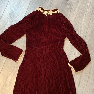 Vintage | Dresses | Vintage Red Velvet Maxi Dress With Crochet Trim ...